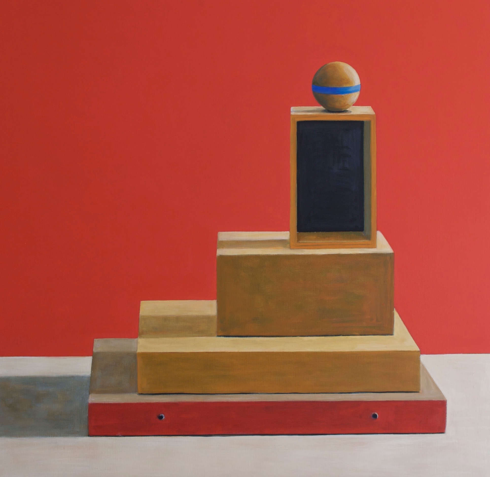 Boxes & Ball on Red - Patrice Lombardi